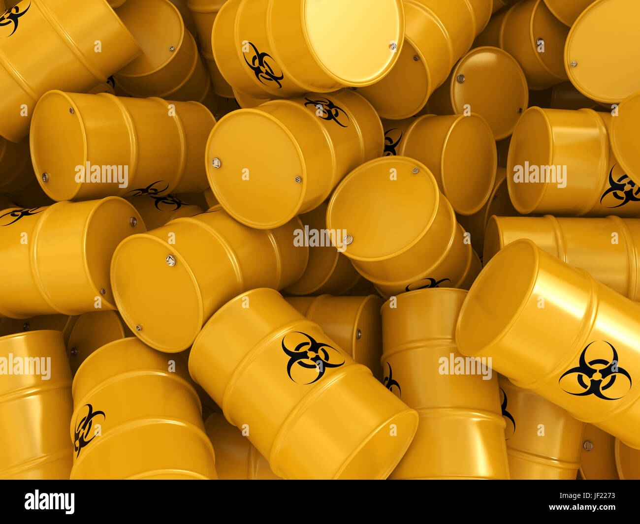 3D rendering biohazard barrels Stock Photo - Alamy