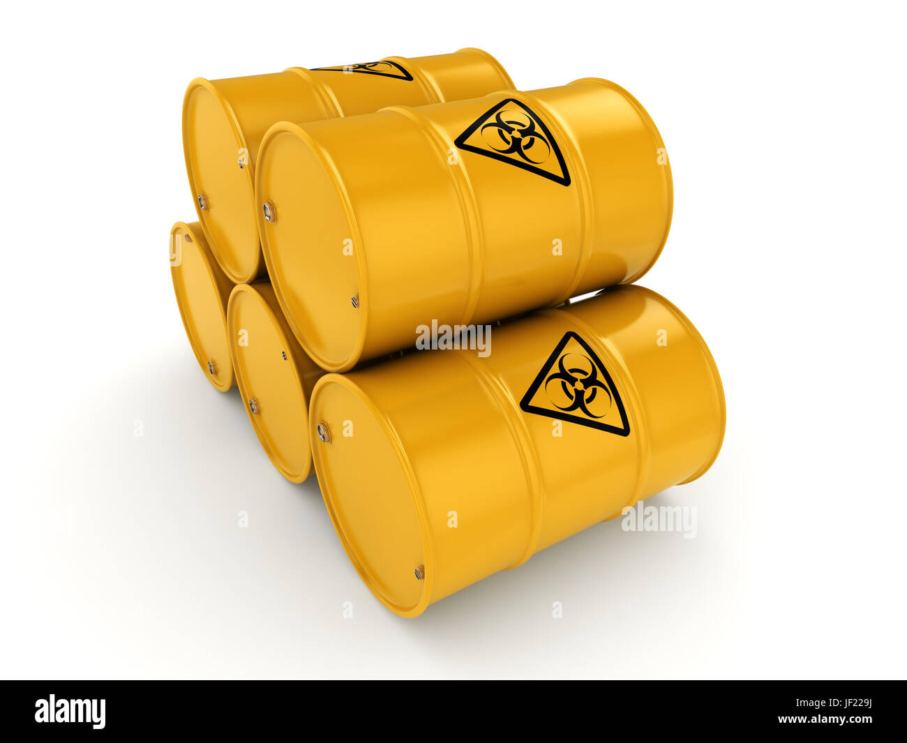 3D rendering biohazard barrels Stock Photo - Alamy