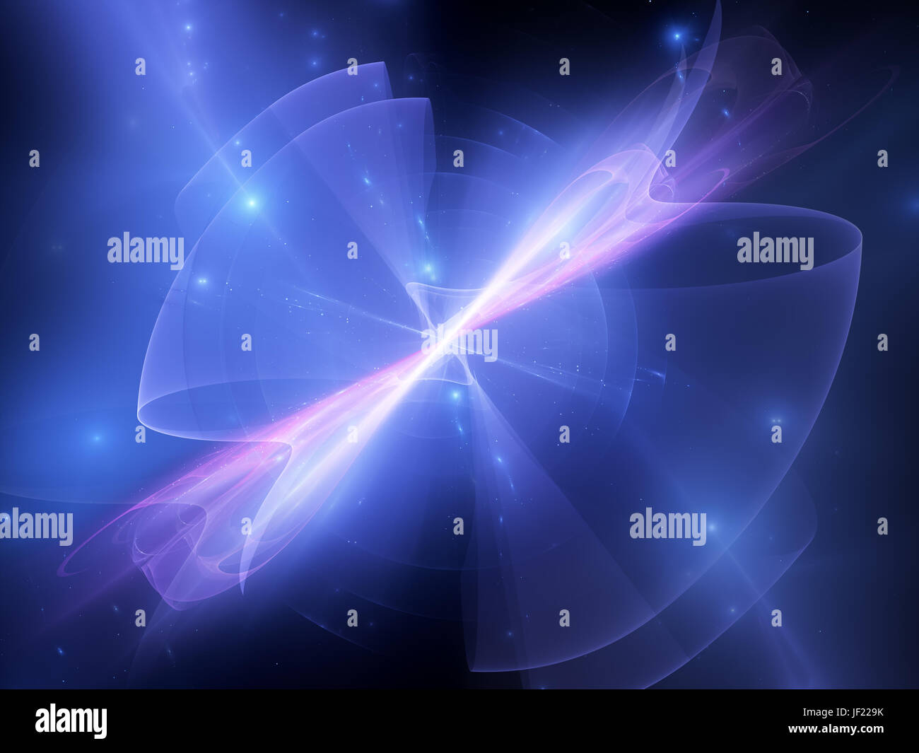 Gamma ray burst with gravitational waves in space, computer generated ...