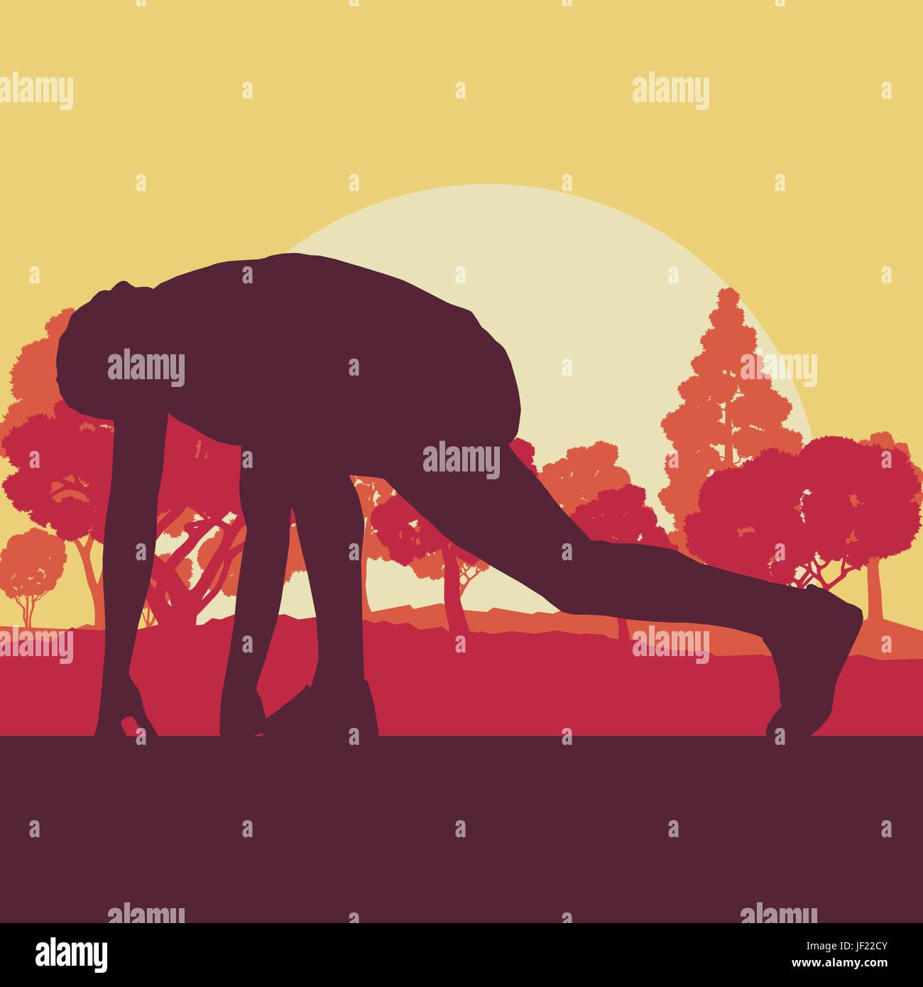 Warm up exercise man in park vector background landscape with trees ...