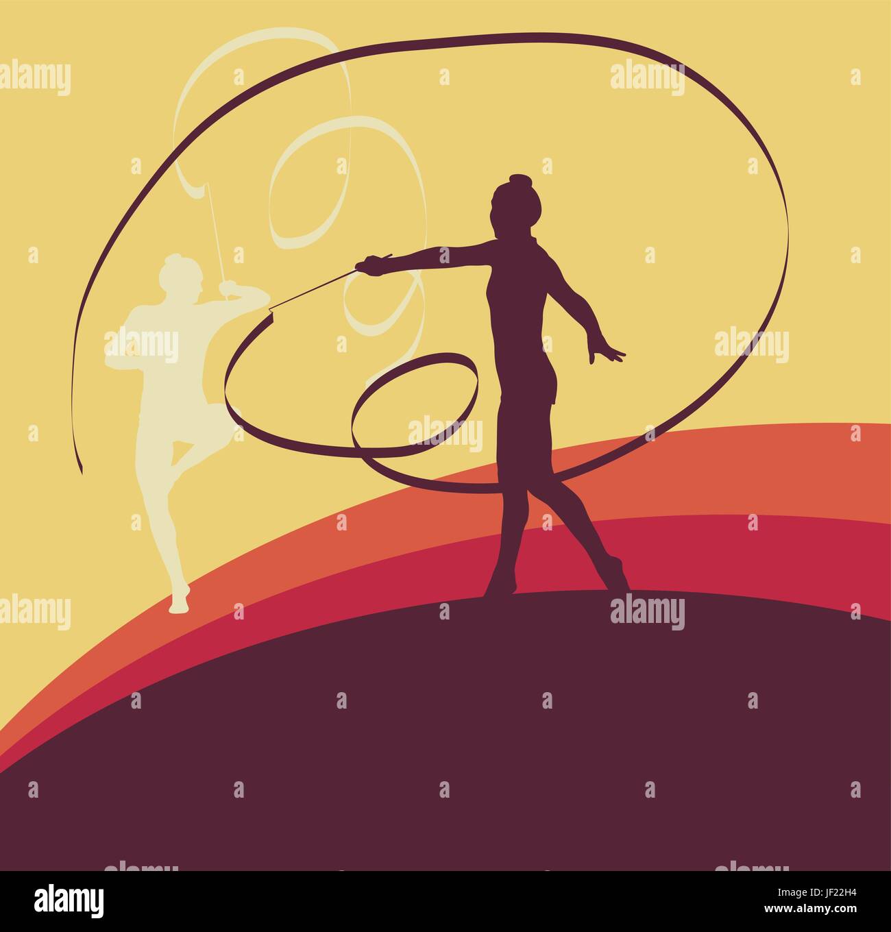 Gymnast ribbon female dance vector background Stock Vector Image & Art ...