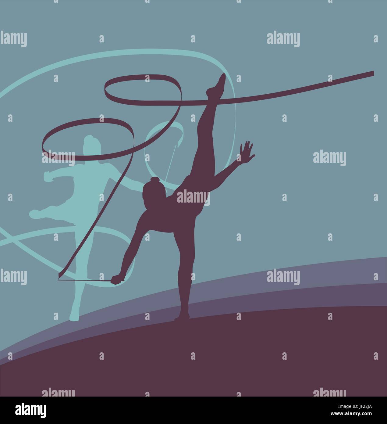 Gymnast ribbon female dance vector background Stock Vector Image & Art ...