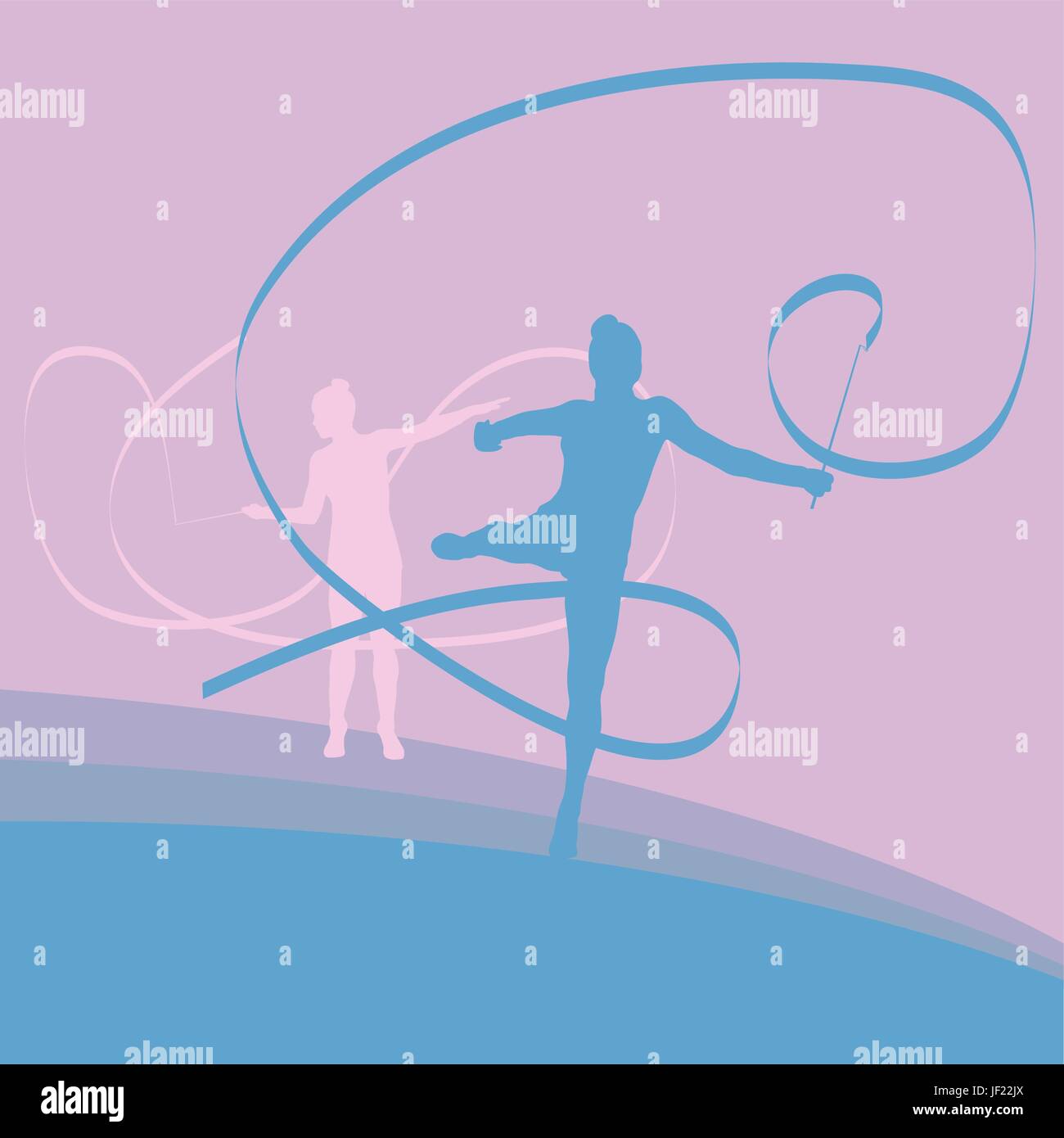Gymnast ribbon female dance vector background Stock Vector Image & Art ...