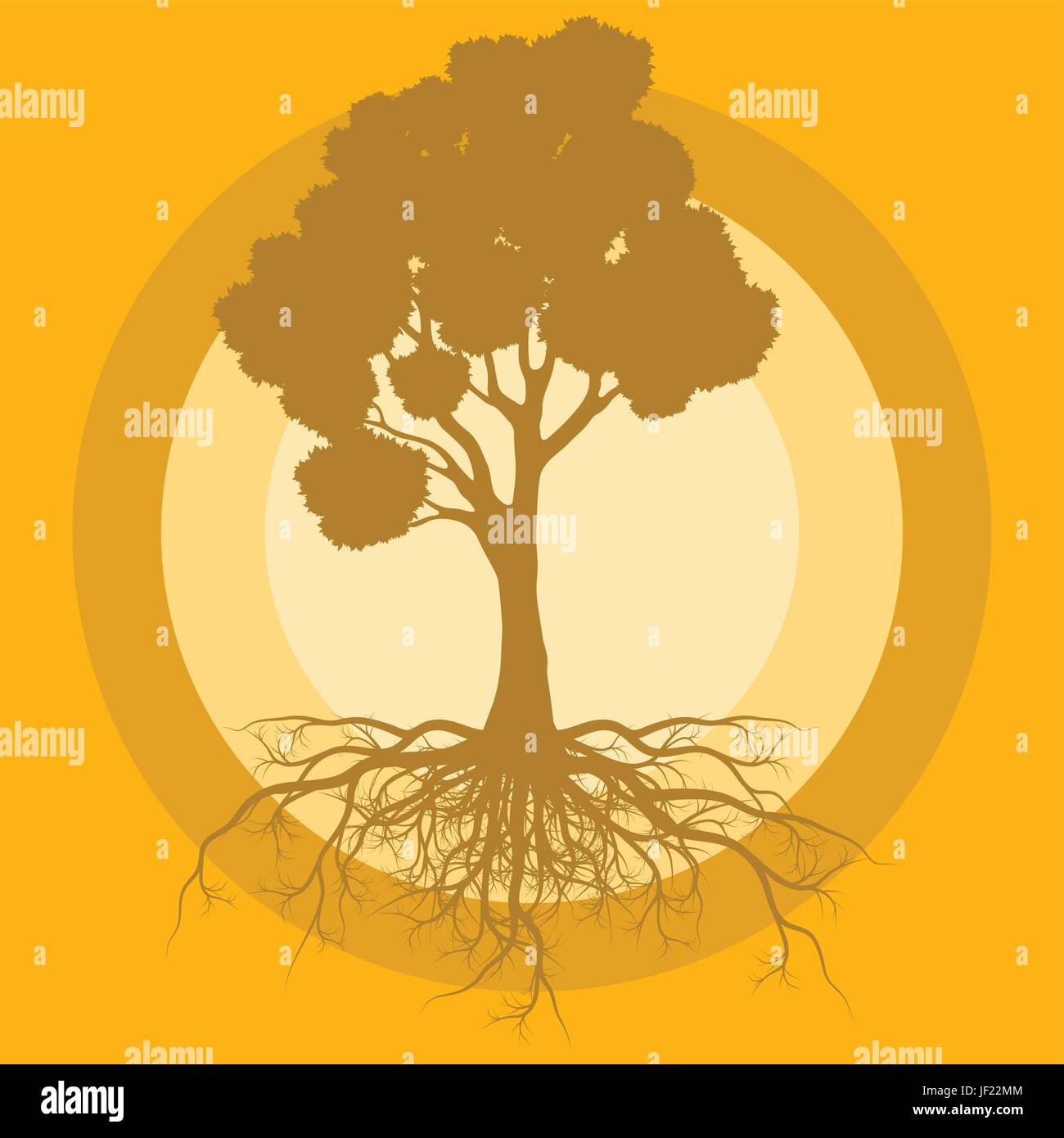 Tree with roots vector abstract background concept with vintage colors ...