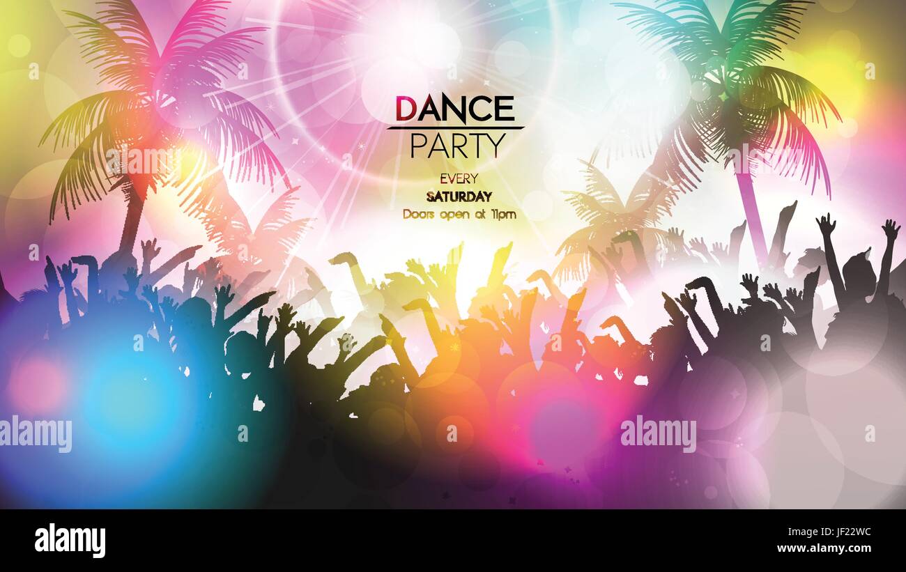 Party People Crowd, Festive Disco Event Background - Vector ...