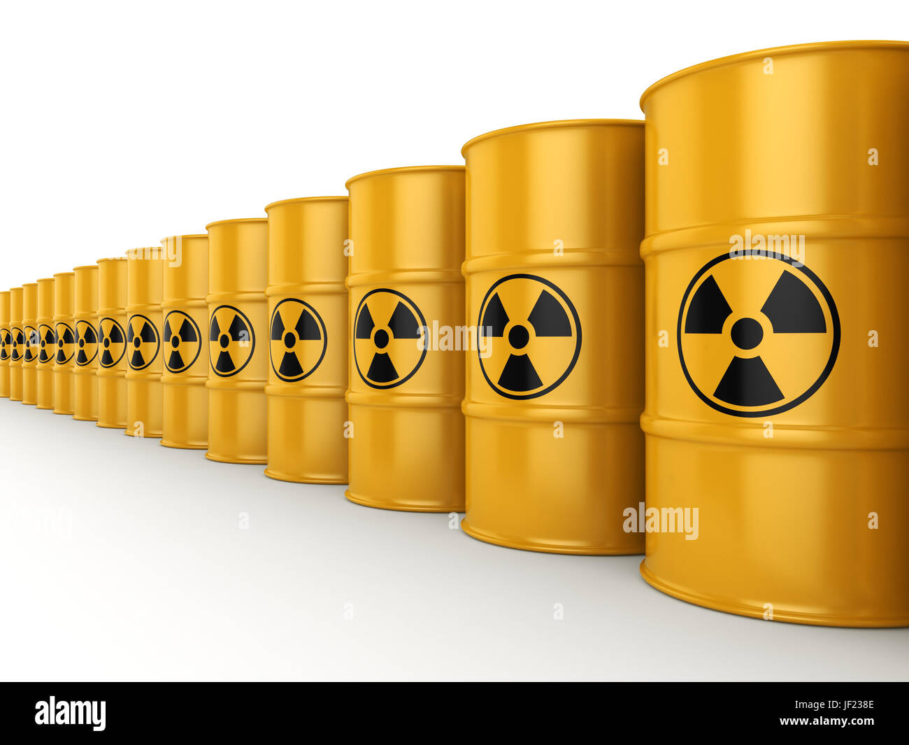3D rendering radioactive barrels Stock Photo - Alamy