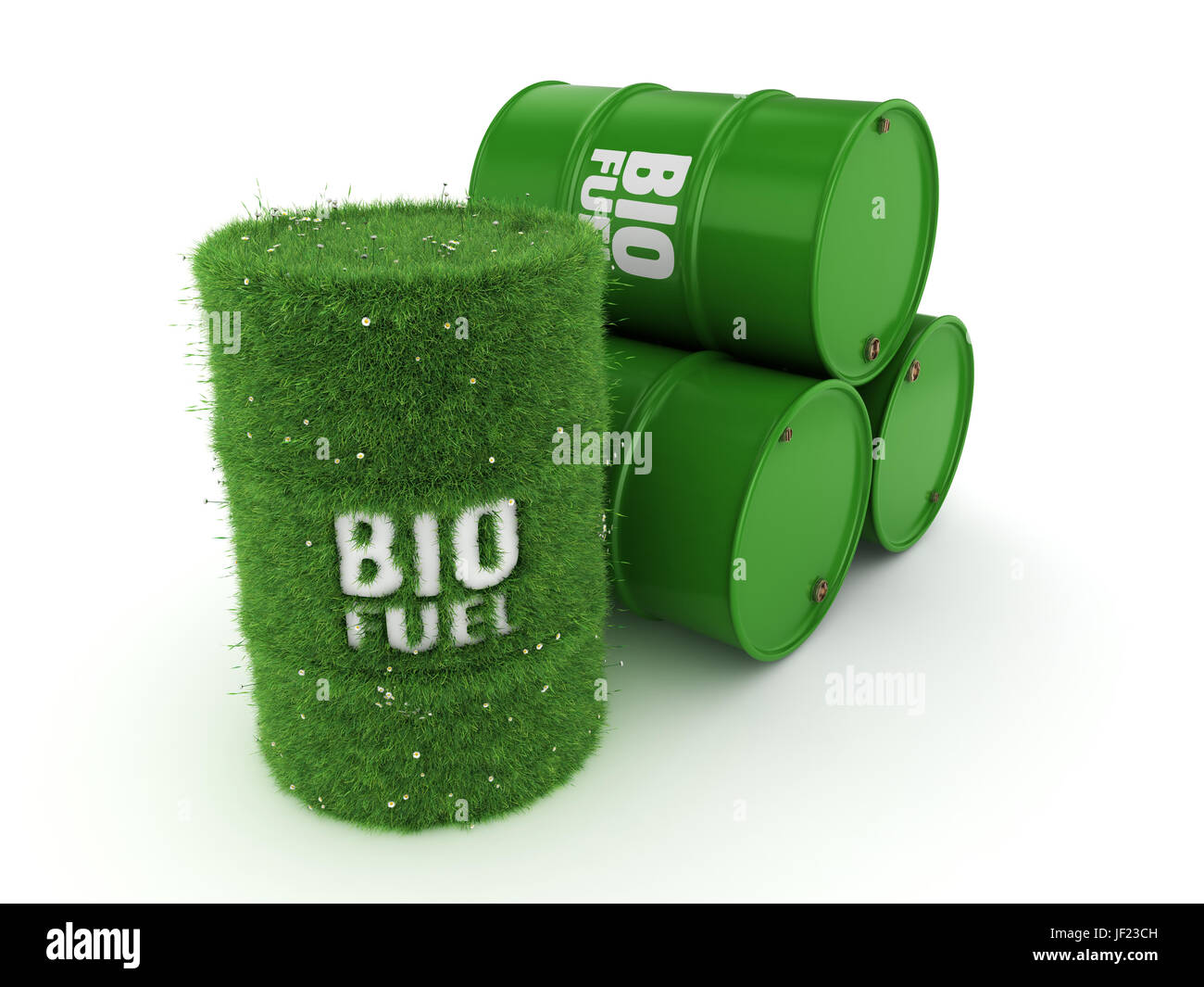3D rendering barrels of biofuels Stock Photo - Alamy