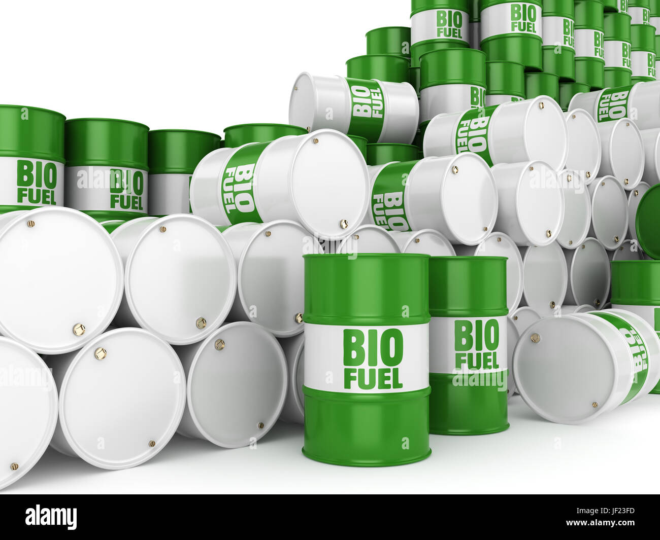 3D rendering barrels of biofuels Stock Photo - Alamy