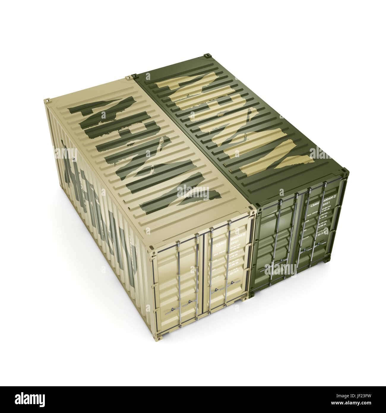 3D rendering army containers Stock Photo - Alamy