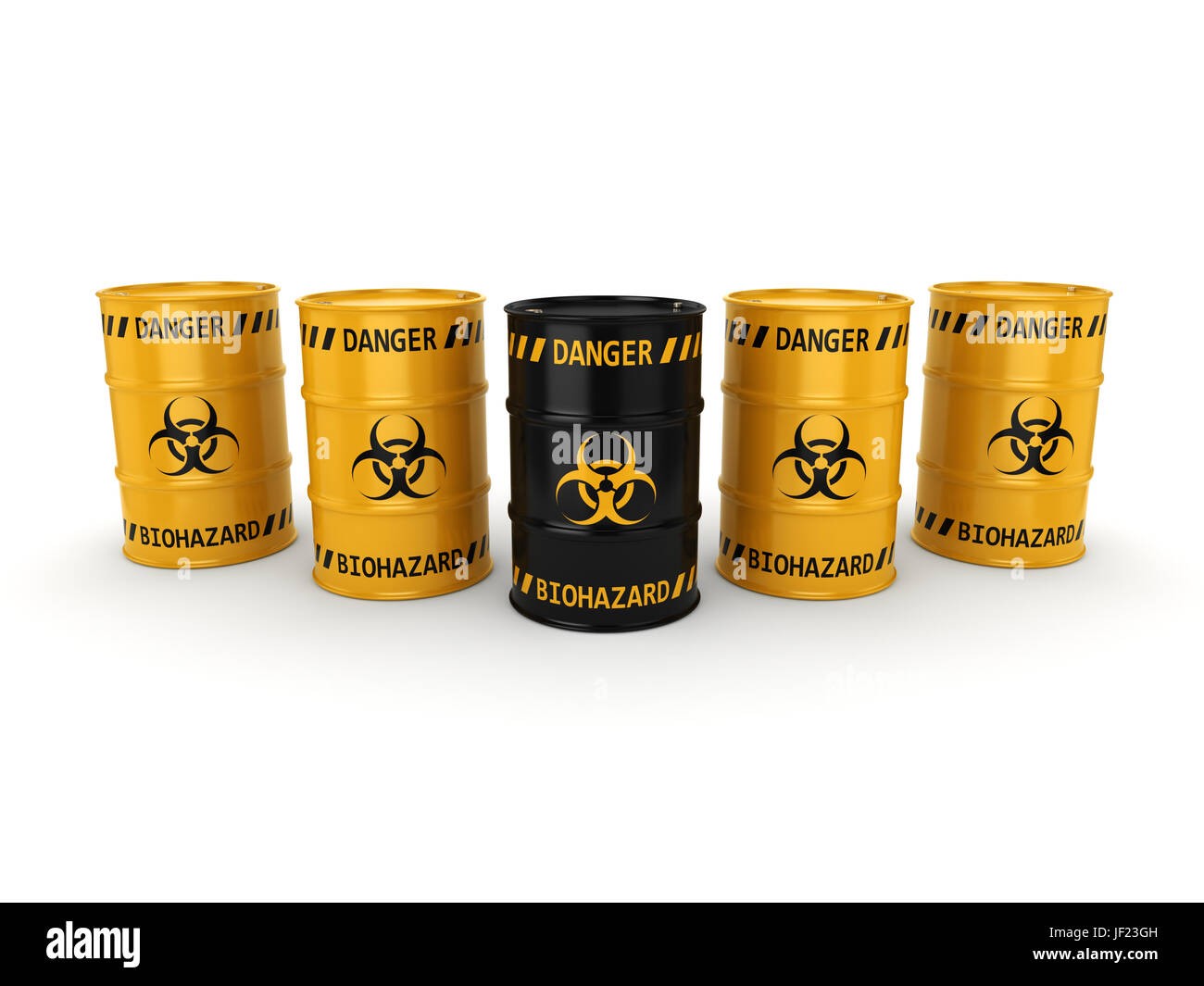 3D rendering biohazard barrels Stock Photo - Alamy
