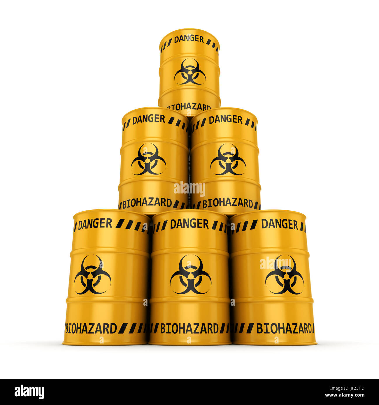3D rendering biohazard barrels Stock Photo - Alamy