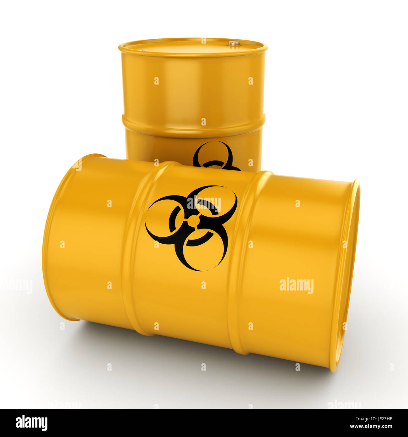 3D rendering biohazard barrels Stock Photo - Alamy