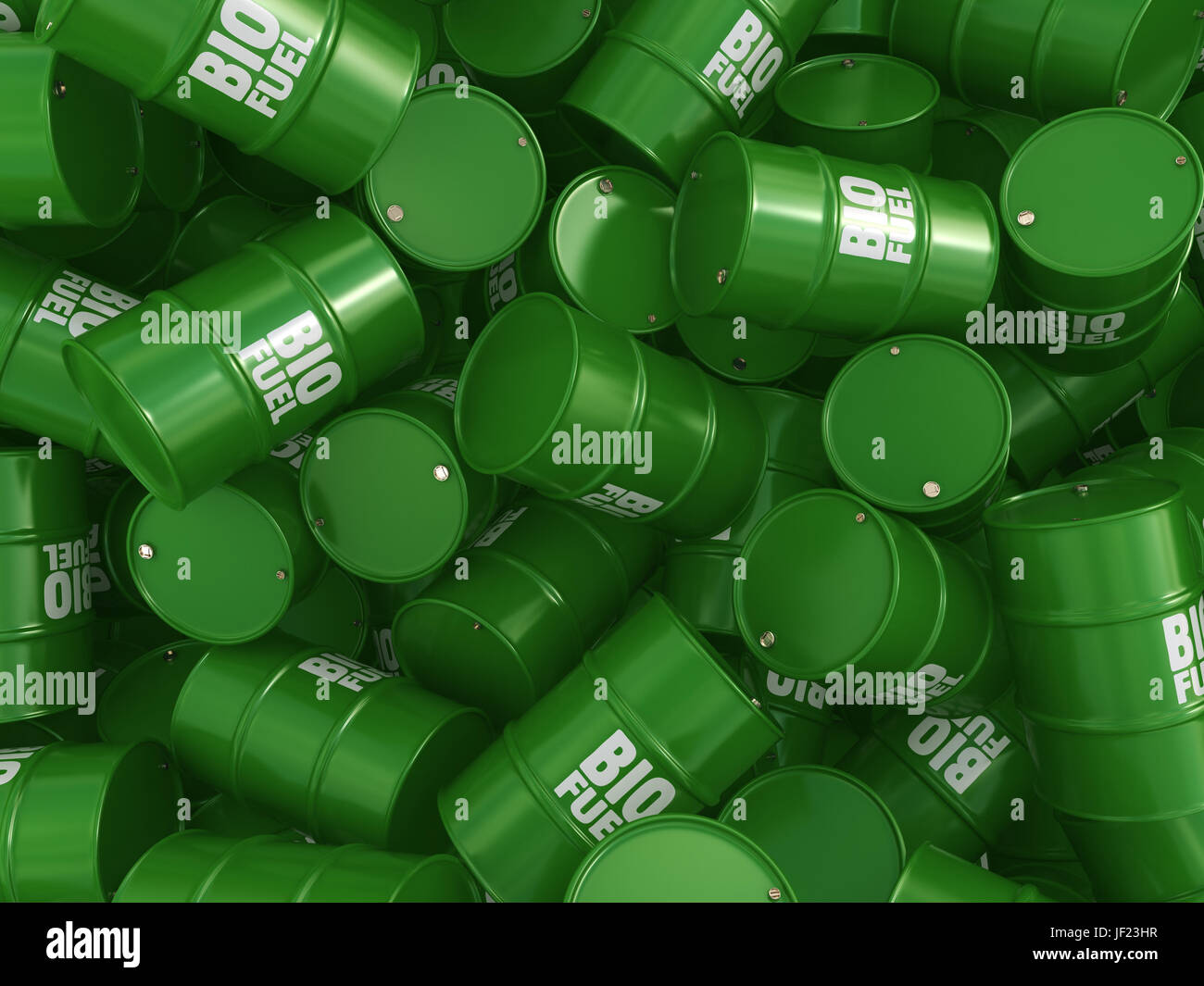 3D rendering barrels of biofuels Stock Photo - Alamy