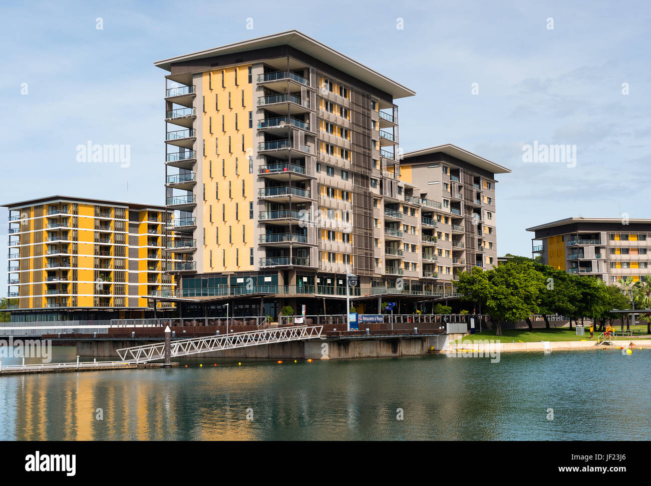 Modern apartment blocks at Waterfront complex, Darwin, Northern ...