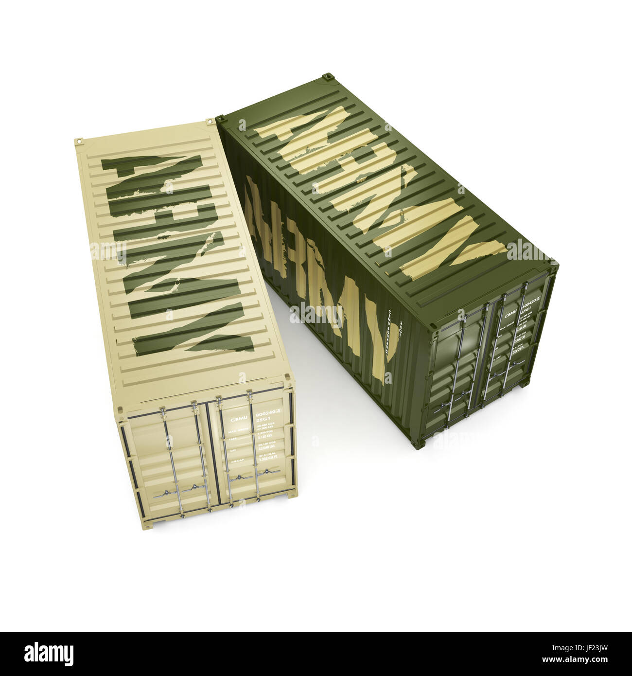 3D rendering army containers Stock Photo - Alamy