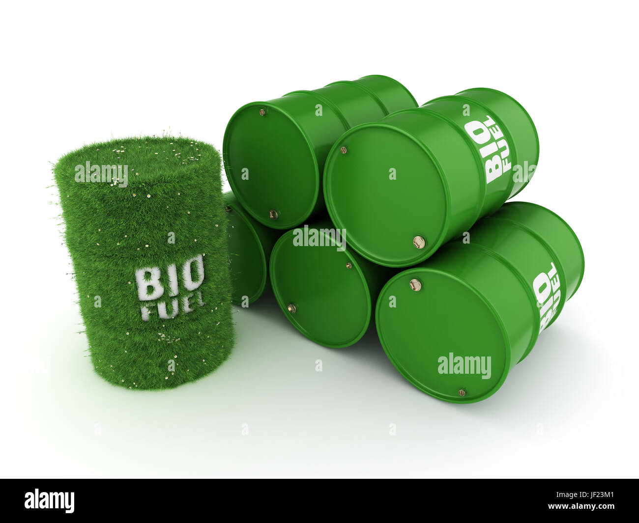 3D rendering barrels of biofuels Stock Photo - Alamy