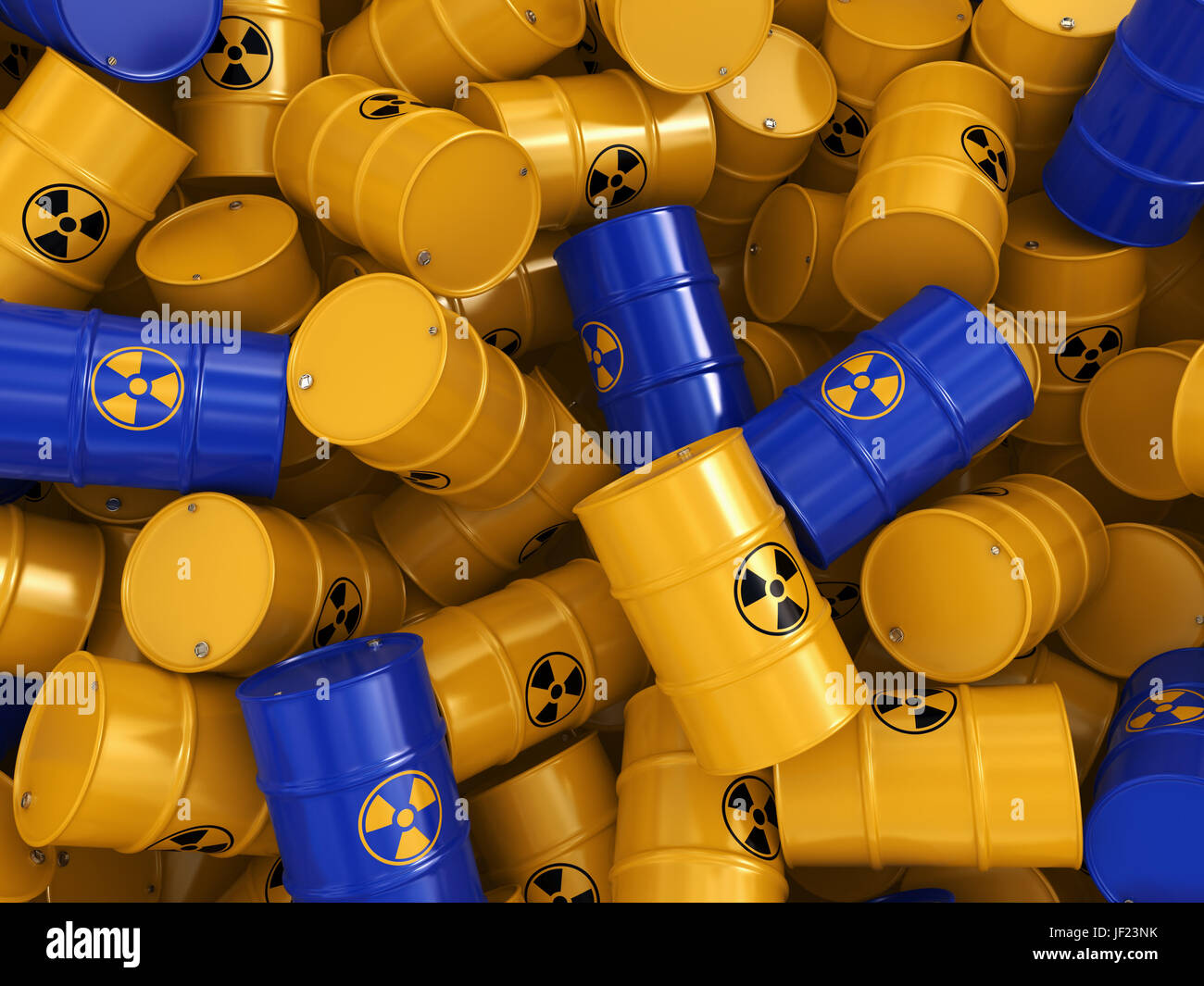 3D rendering radioactive barrels Stock Photo - Alamy