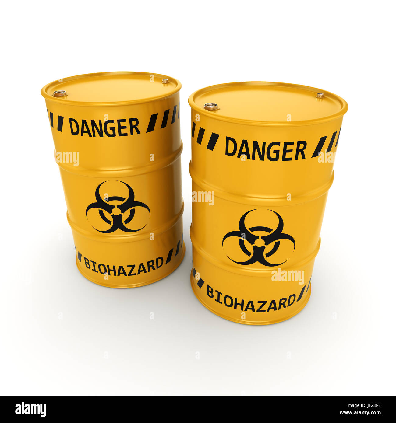3D rendering biohazard barrels Stock Photo - Alamy
