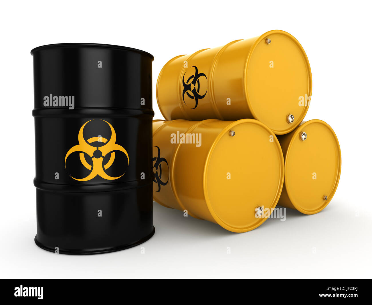 3D rendering biohazard barrels Stock Photo - Alamy