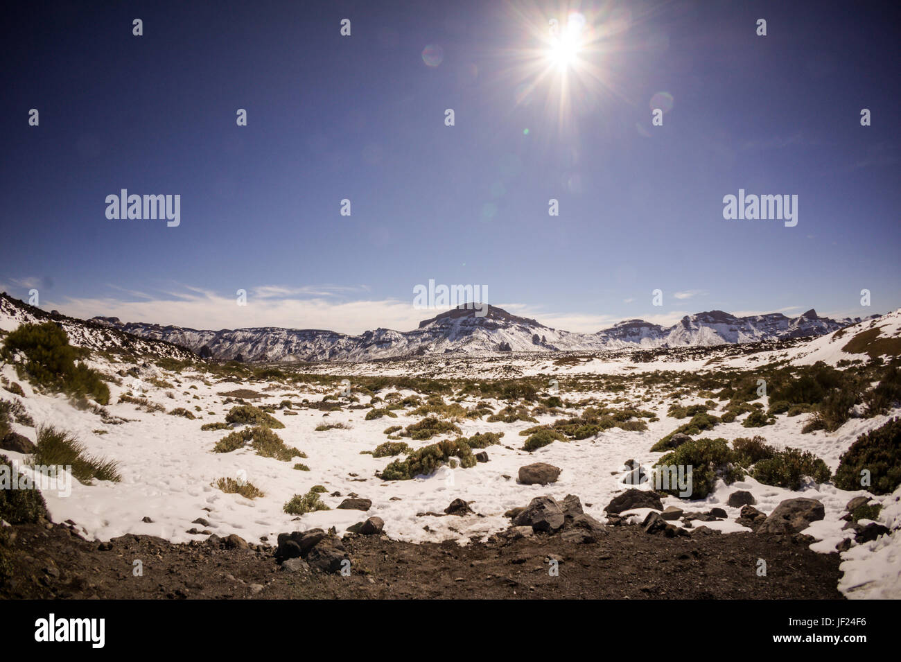 Snow covered mount teide Stock Photo - Alamy