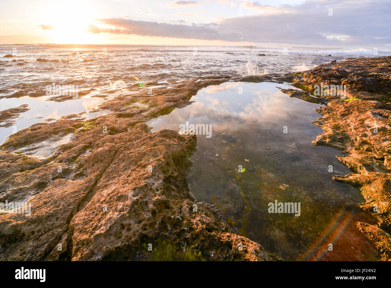 The Sun Setting in the Sea Stock Photo - Alamy