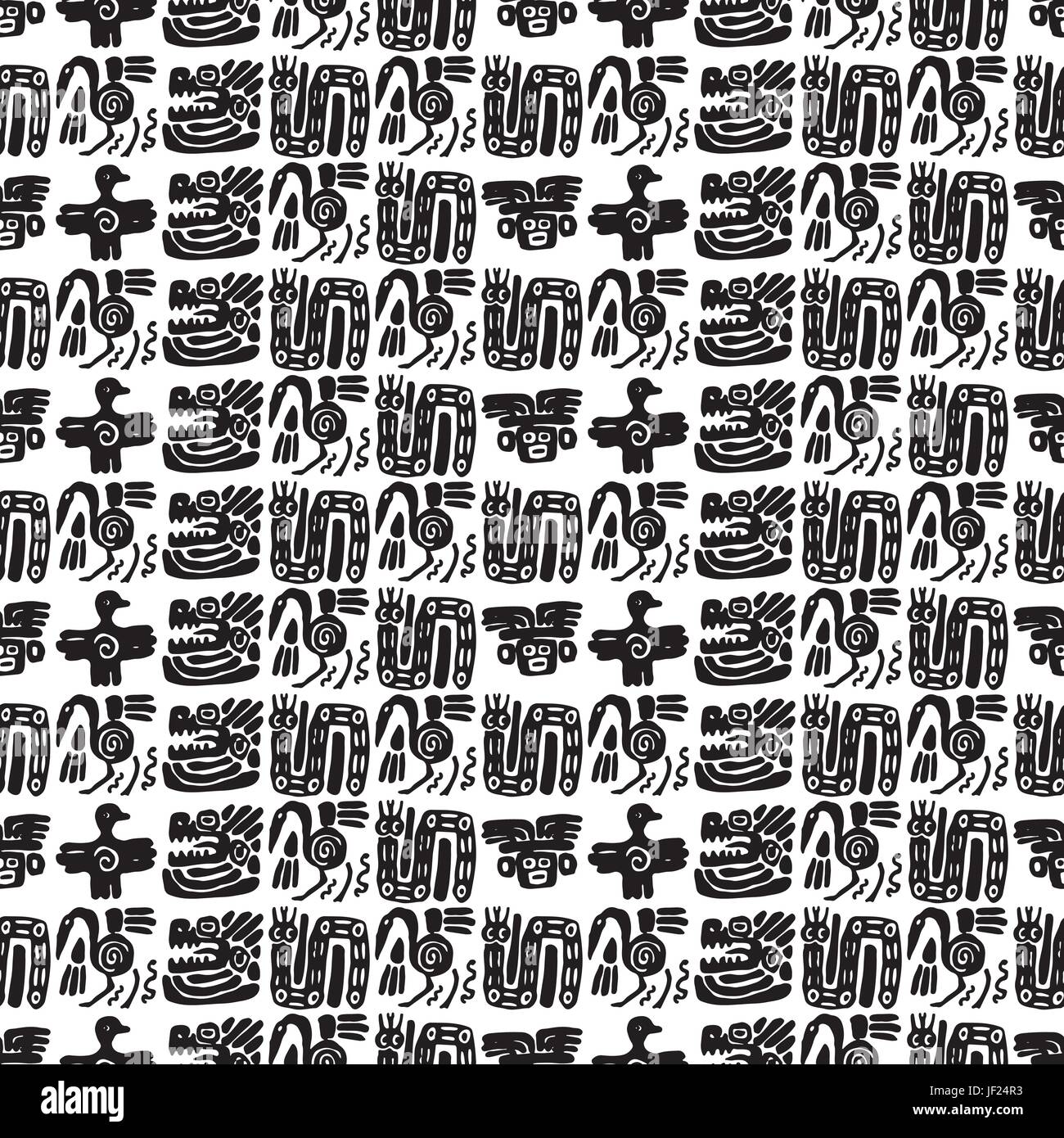 Seamless maya pattern. Black and white ethnic elements Stock Vector ...