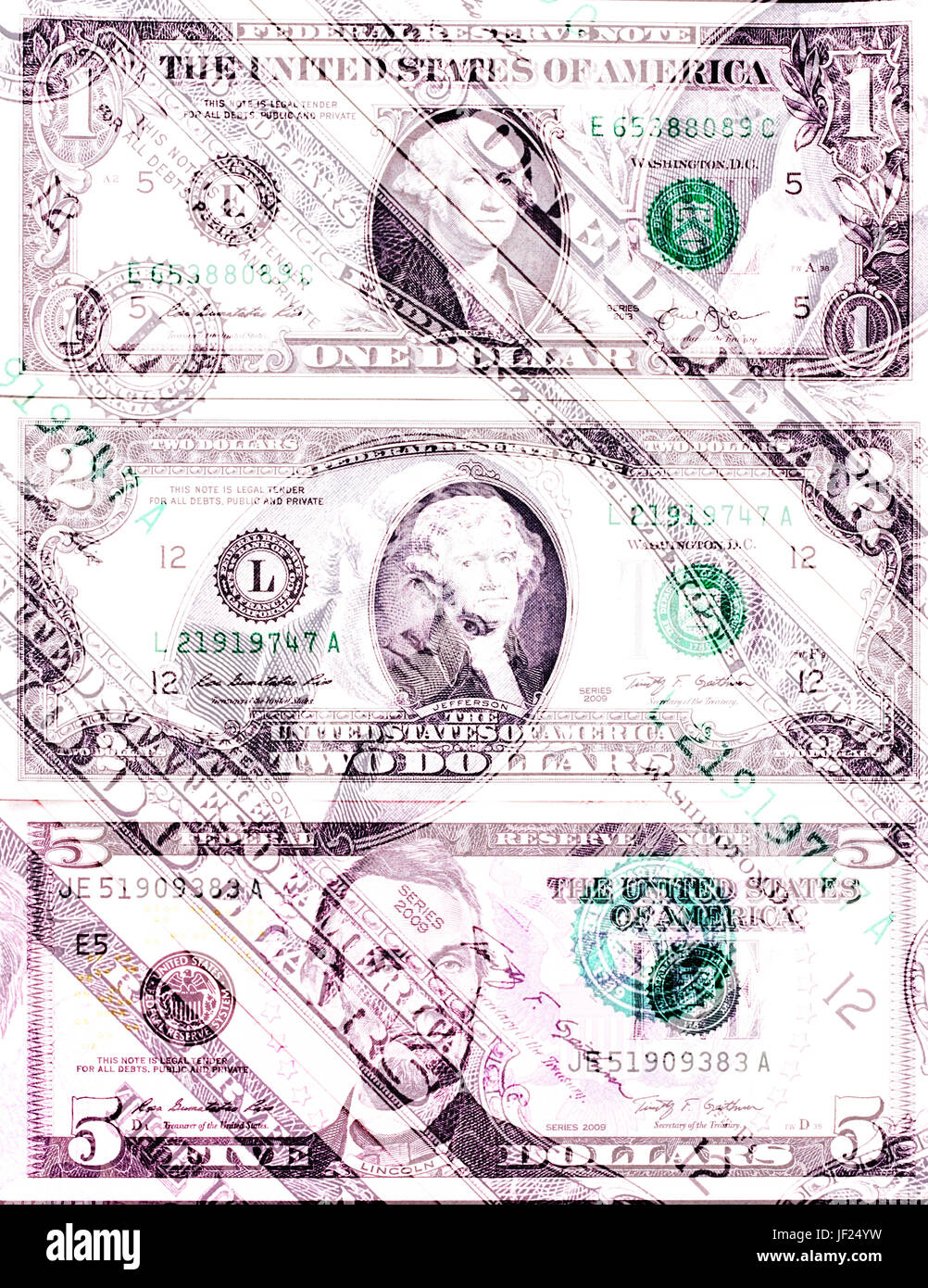 Abstract dollar bills of different denominations background Stock Photo ...