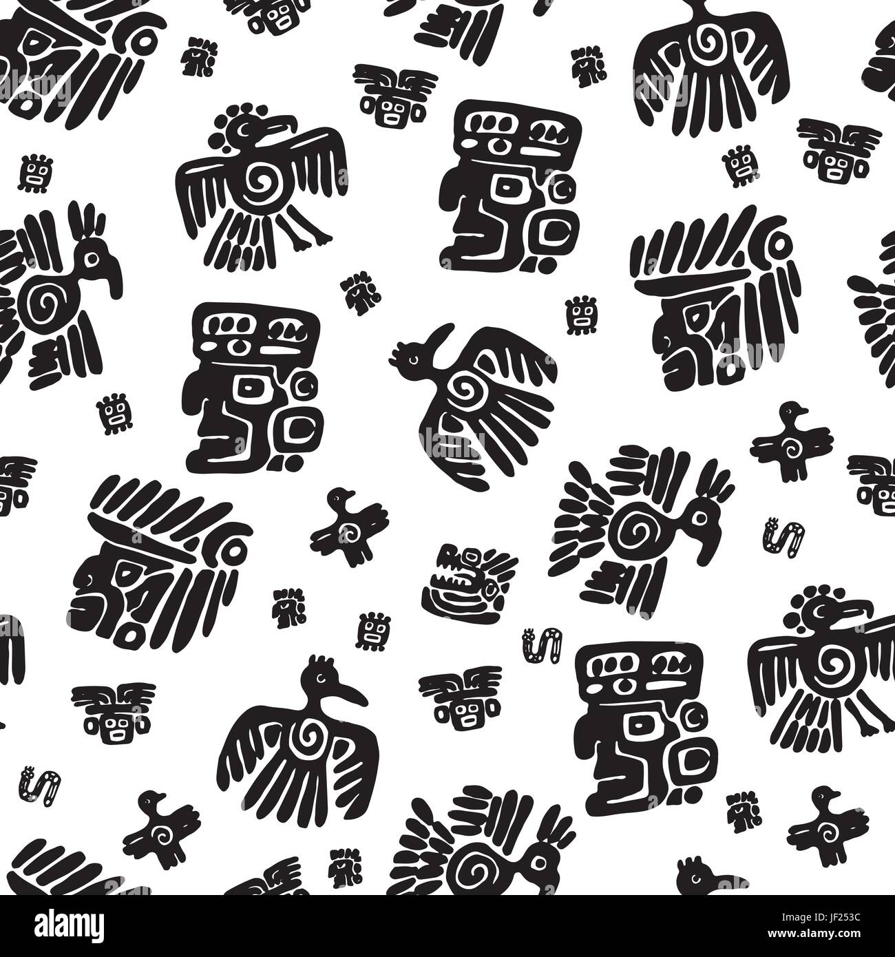 Seamless maya pattern. Black and white ethnic elements Stock Vector ...