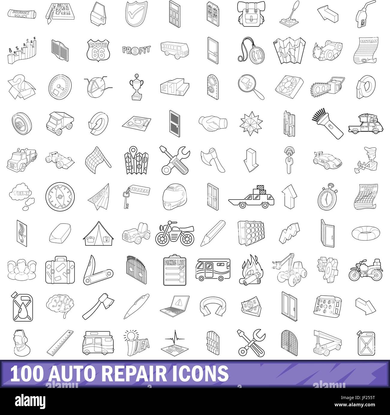 100 auto repair icons set, outline style Stock Vector Image & Art - Alamy