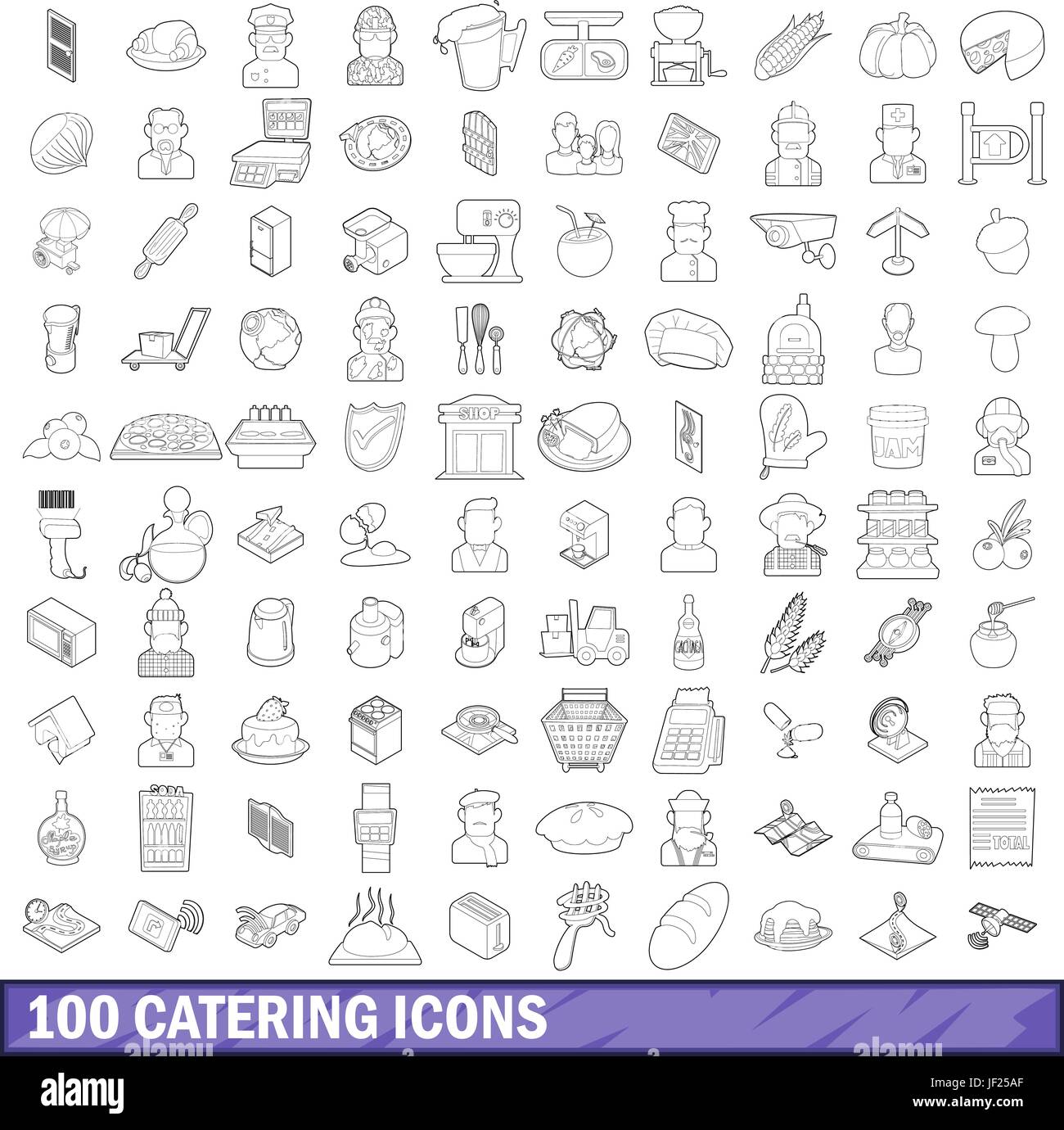 100 catering icons set, outline style Stock Vector Image & Art - Alamy