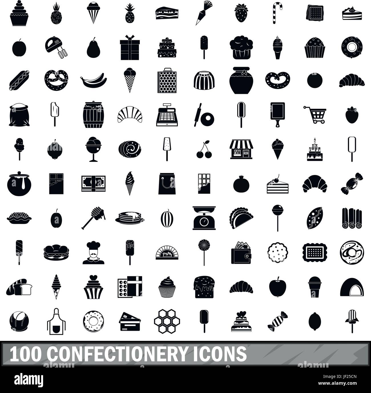 100 confectionery icons set, simple style Stock Vector Image & Art - Alamy