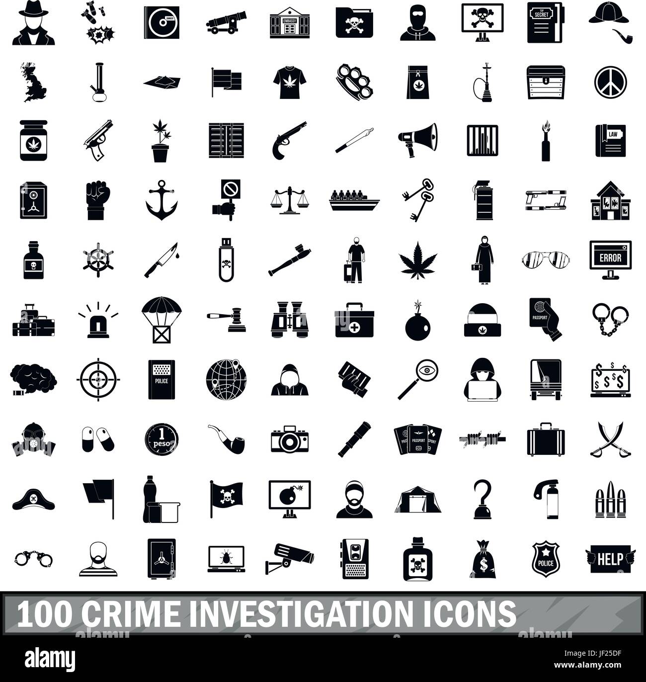 100 crime investigation icons set, simple style Stock Vector Image & Art - Alamy