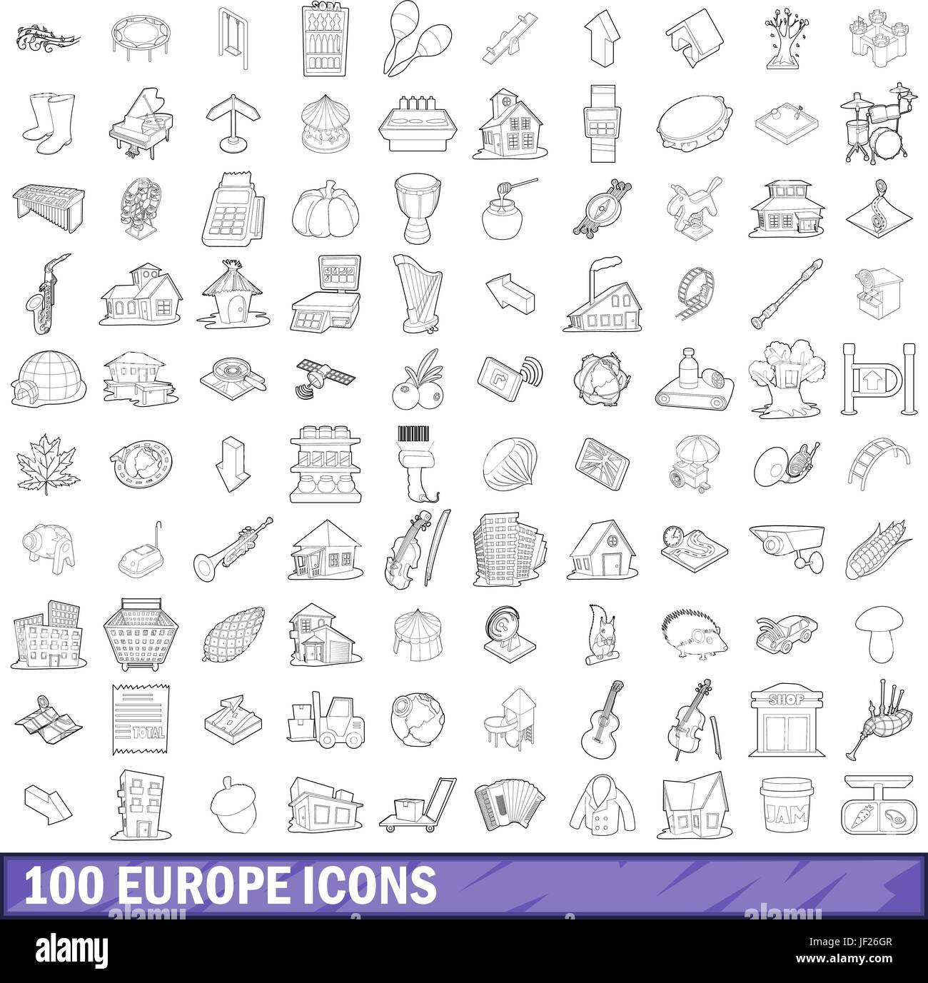 100 europe icons set, outline style Stock Vector Image & Art - Alamy