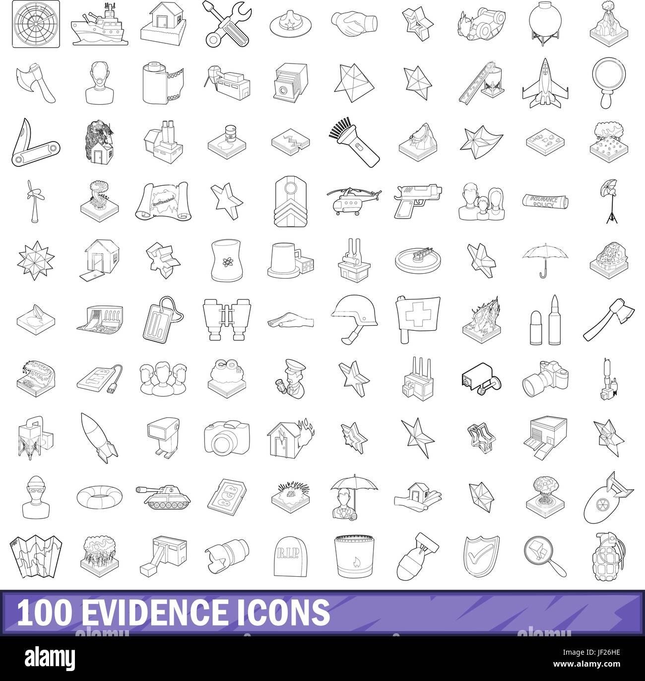 100 evidence icons set, outline style Stock Vector Image & Art - Alamy