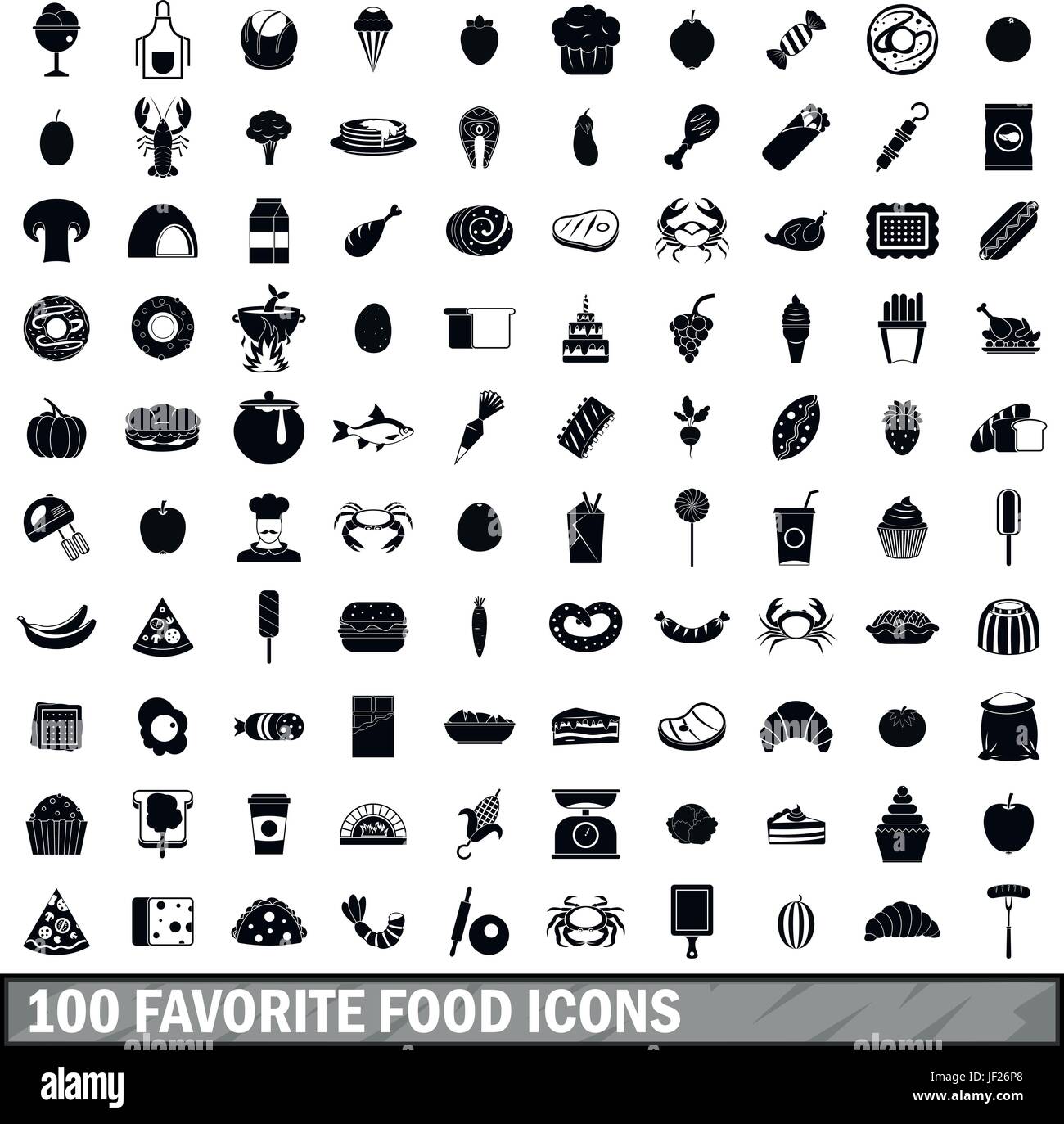 100 favorite food icons set, simple style Stock Vector Image & Art - Alamy