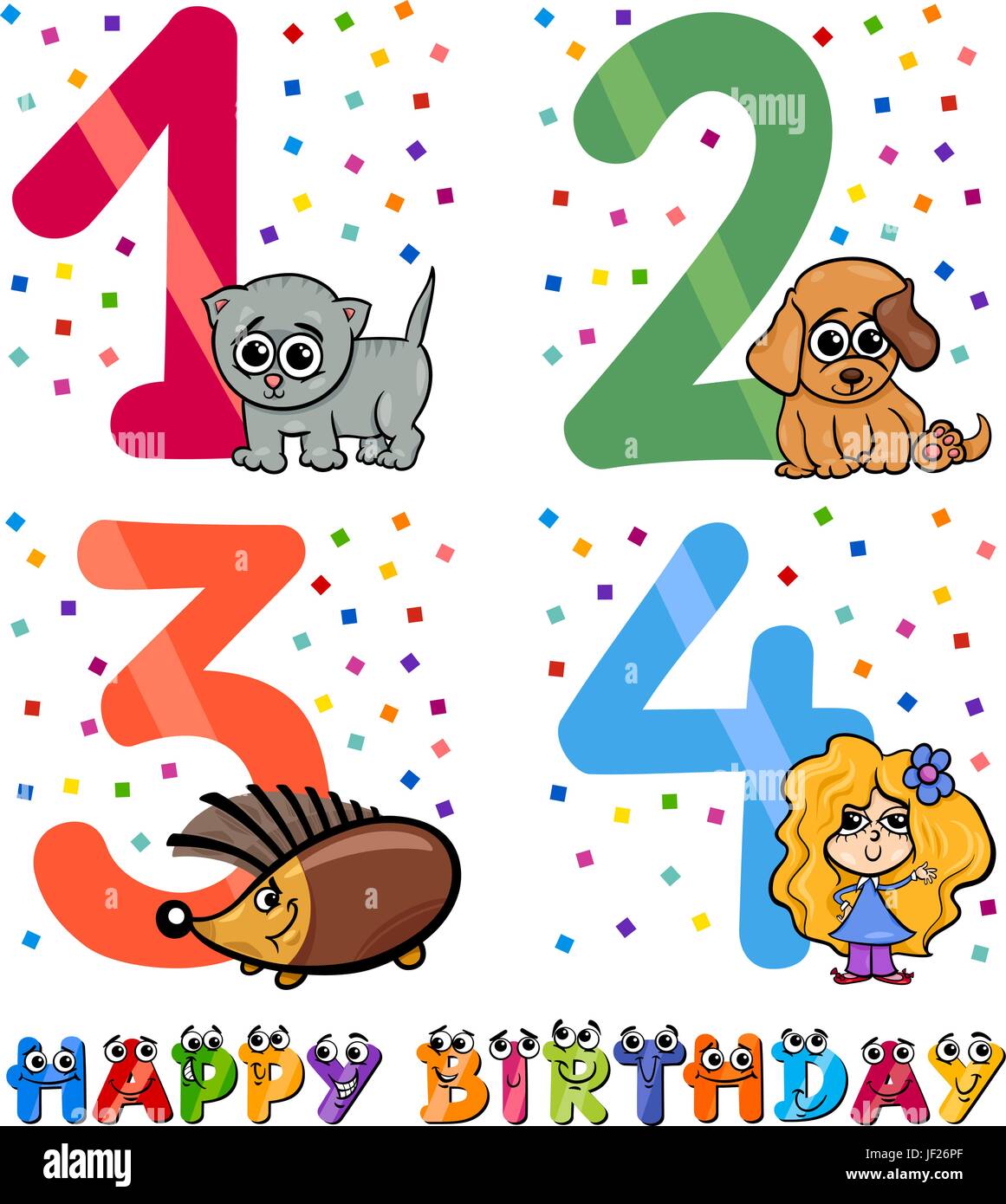 greeting, illustration, card, number, set, delighted, unambitious Stock ...