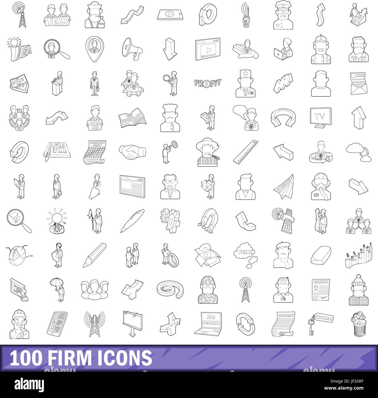 100 firm icons set, outline style Stock Vector Image & Art - Alamy