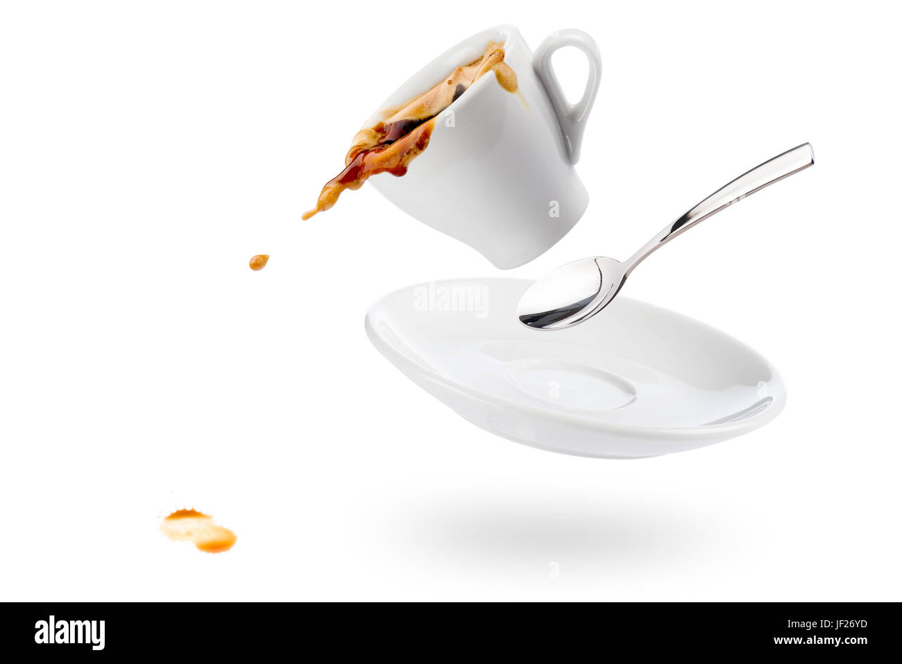 Falling coffee cup with spoon hi-res stock photography and images - Alamy