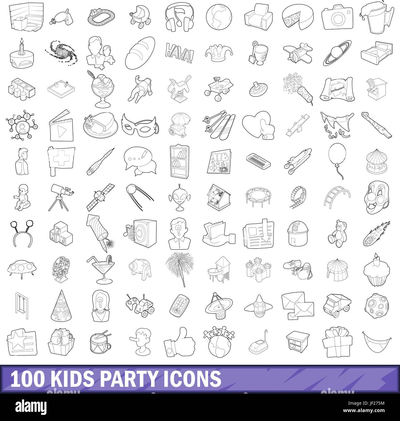 100 kids party icons set, outline style Stock Vector Image & Art - Alamy