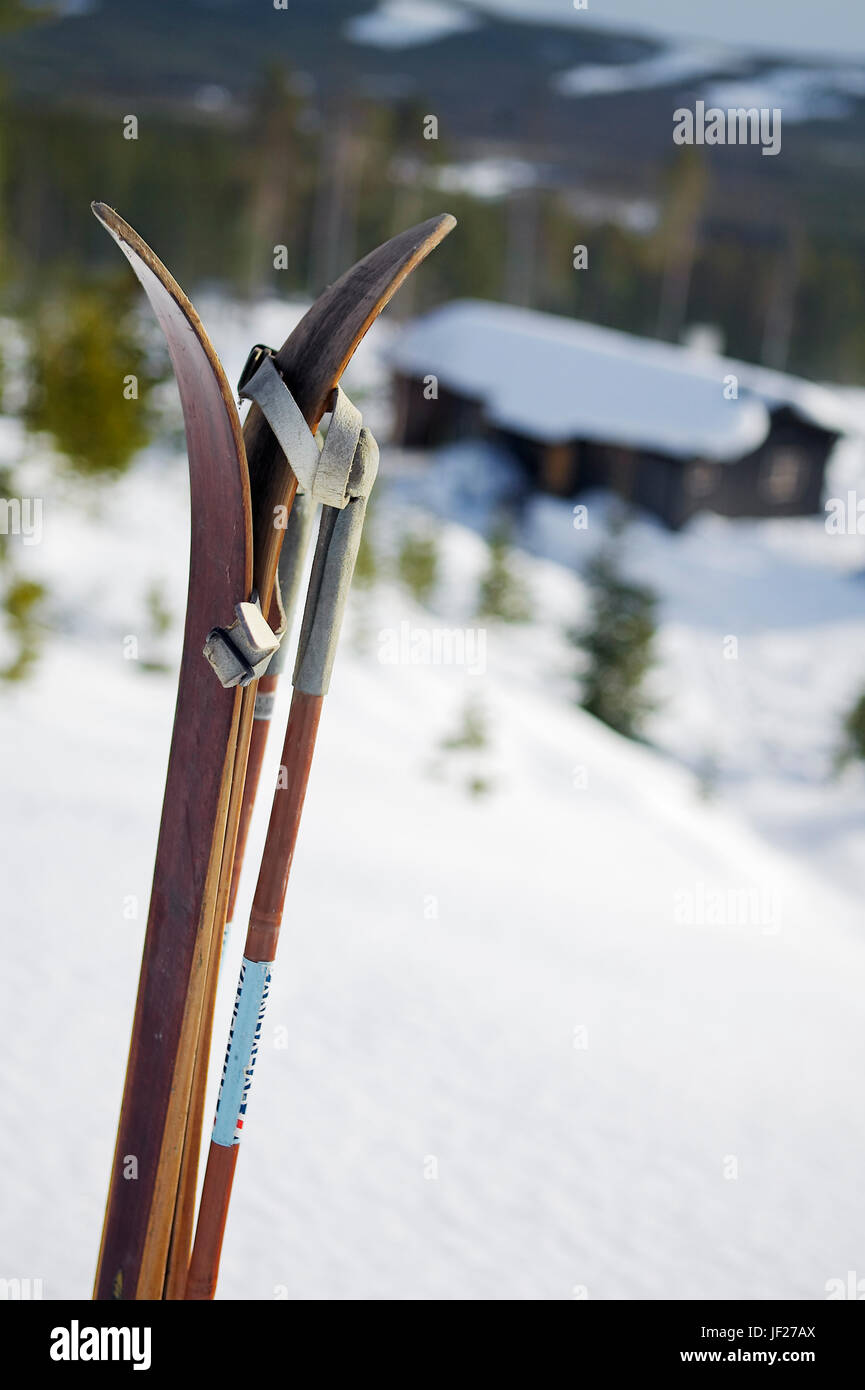 Wooden skis, close-up Stock Photo - Alamy