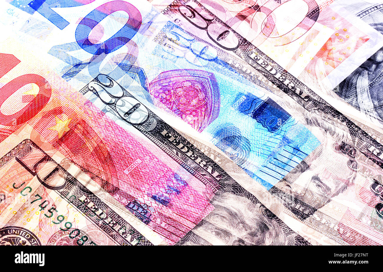 Money background american dollars and euro different denominations ...