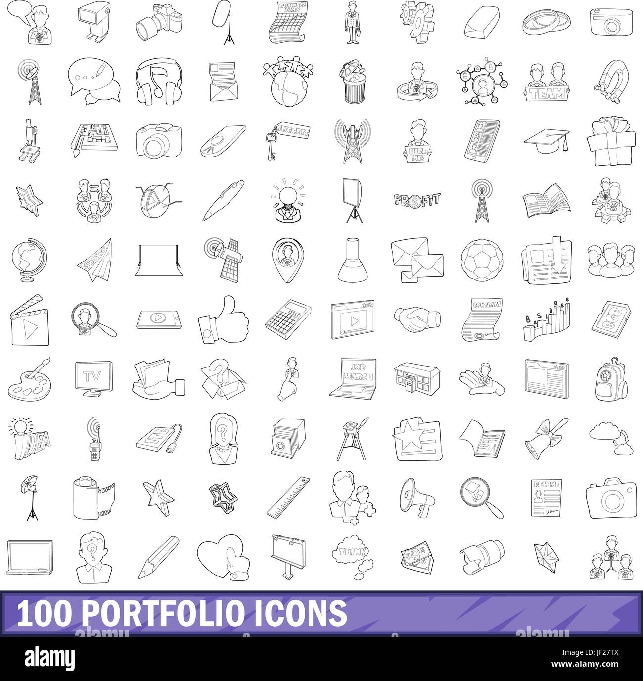100 portfolio icons set, outline style Stock Vector Image & Art - Alamy