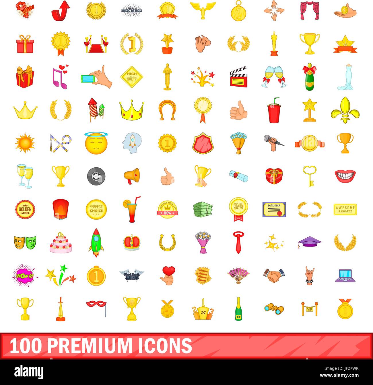 100 premium icons set, cartoon style Stock Vector Image & Art - Alamy
