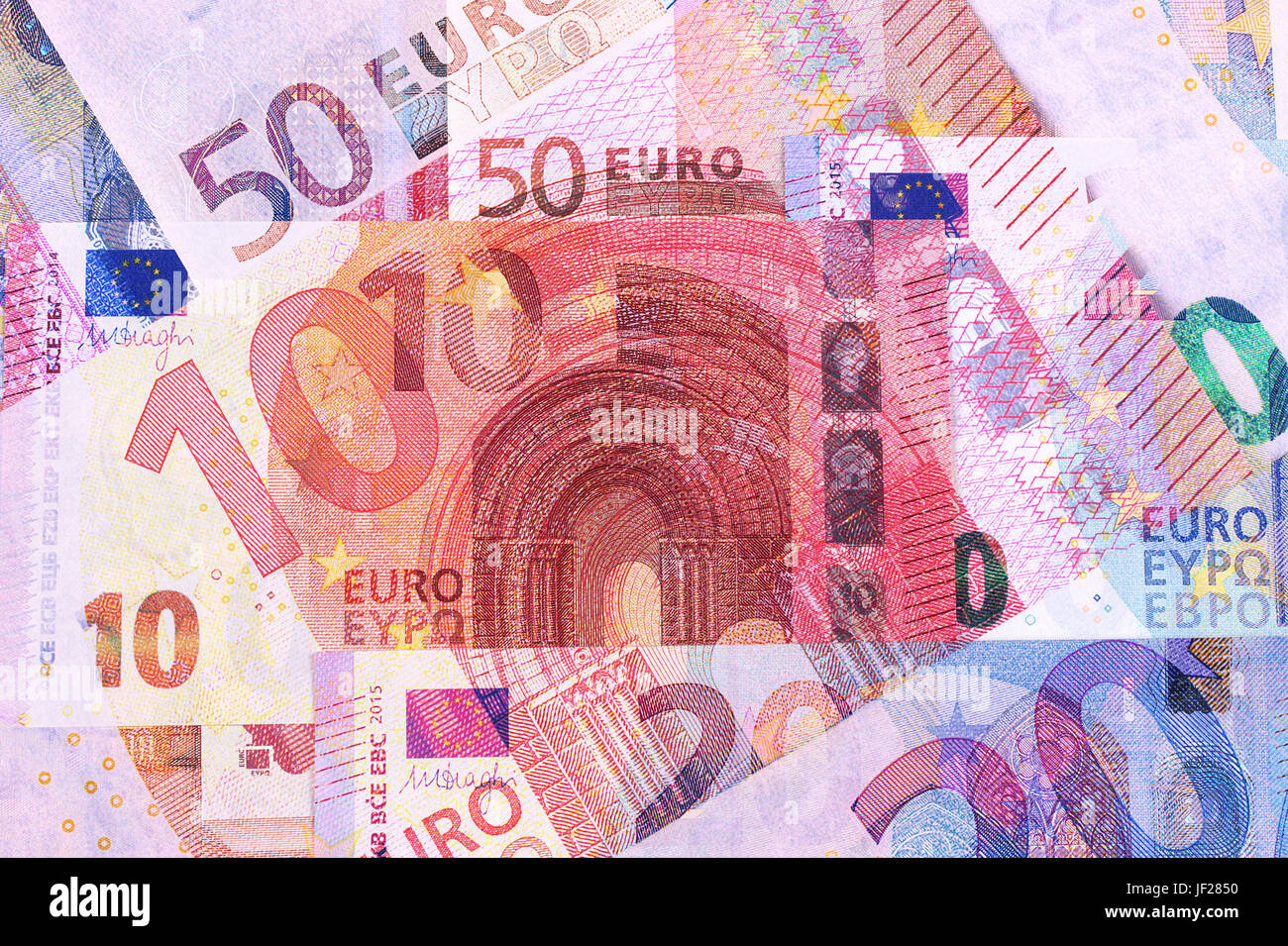 Euro Money Banknotes of Different denominations abstract background ...