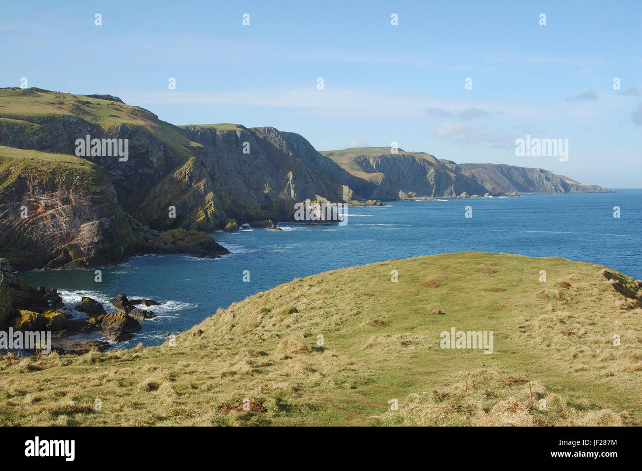 St. Abbs Head with cliffs, sea blue sky and coast Stock Photo - Alamy
