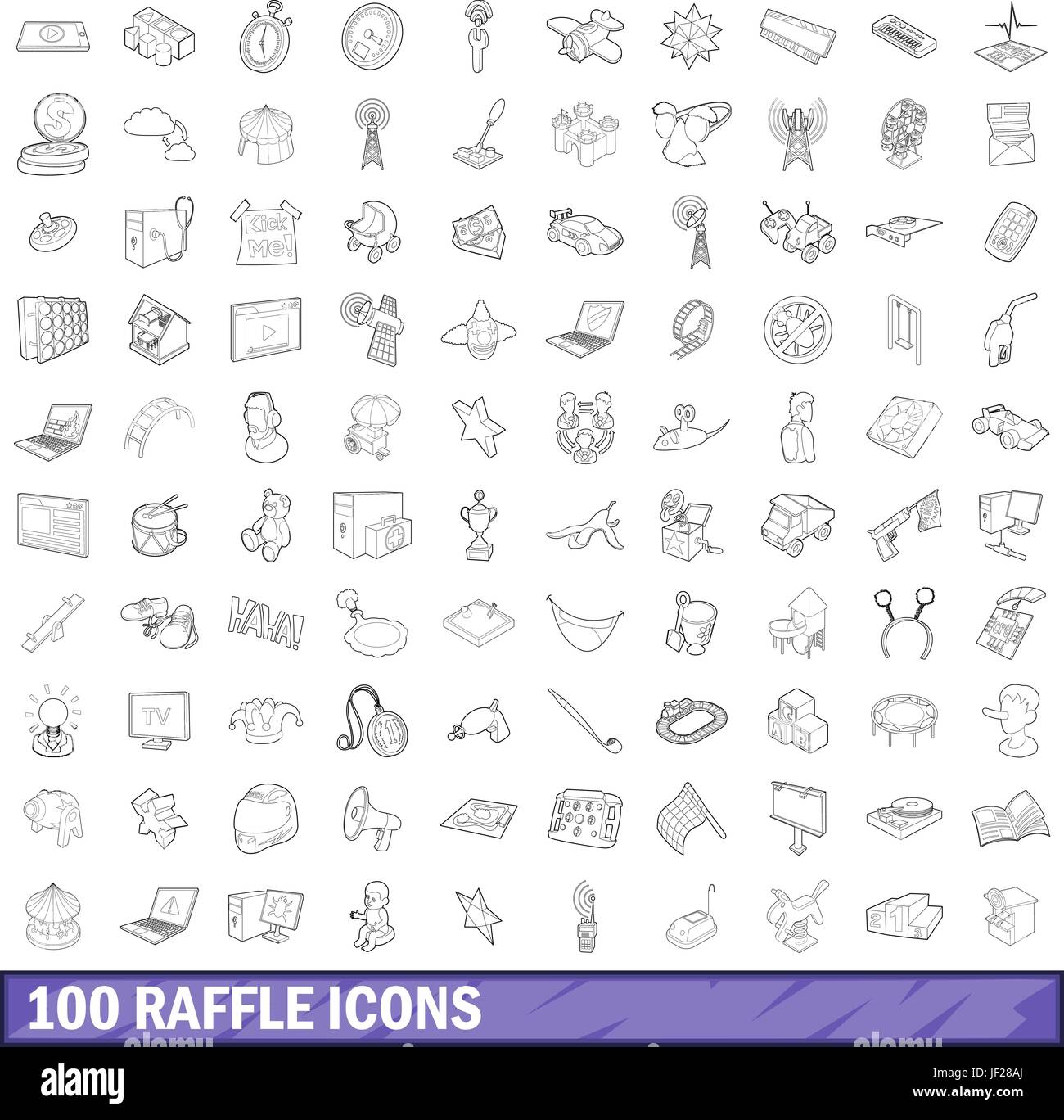 100 raffle icons set, outline style Stock Vector Image & Art - Alamy