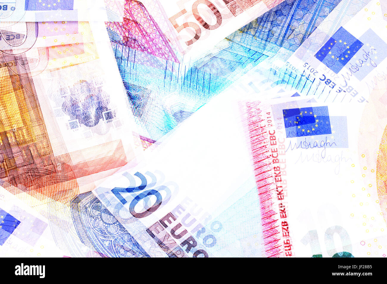 Euro Money Banknotes of Different denominations abstract background ...
