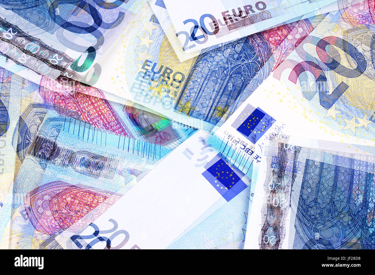 Euro Money Banknotes of Different denominations abstract background ...