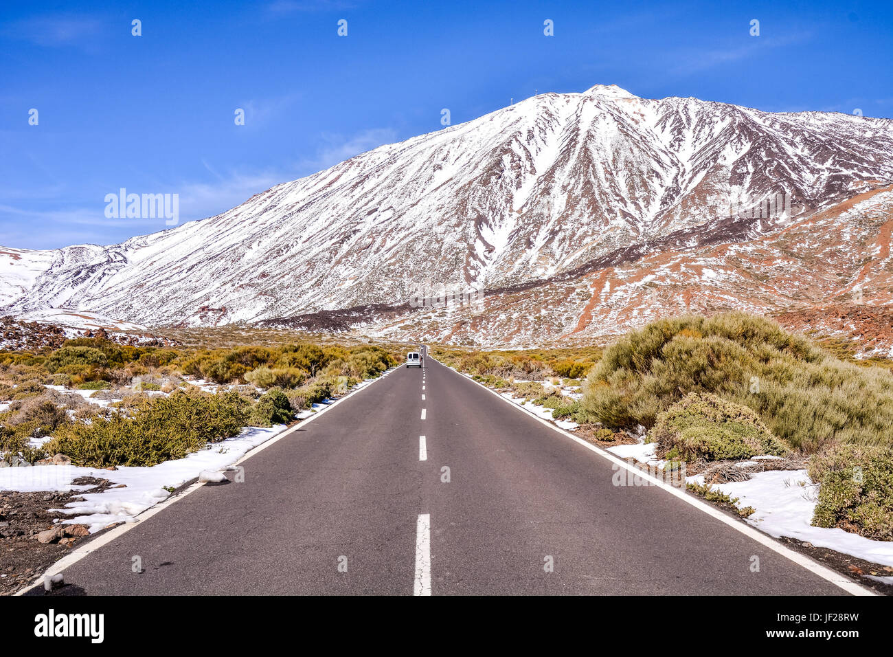 Snow covered mount teide Stock Photo - Alamy
