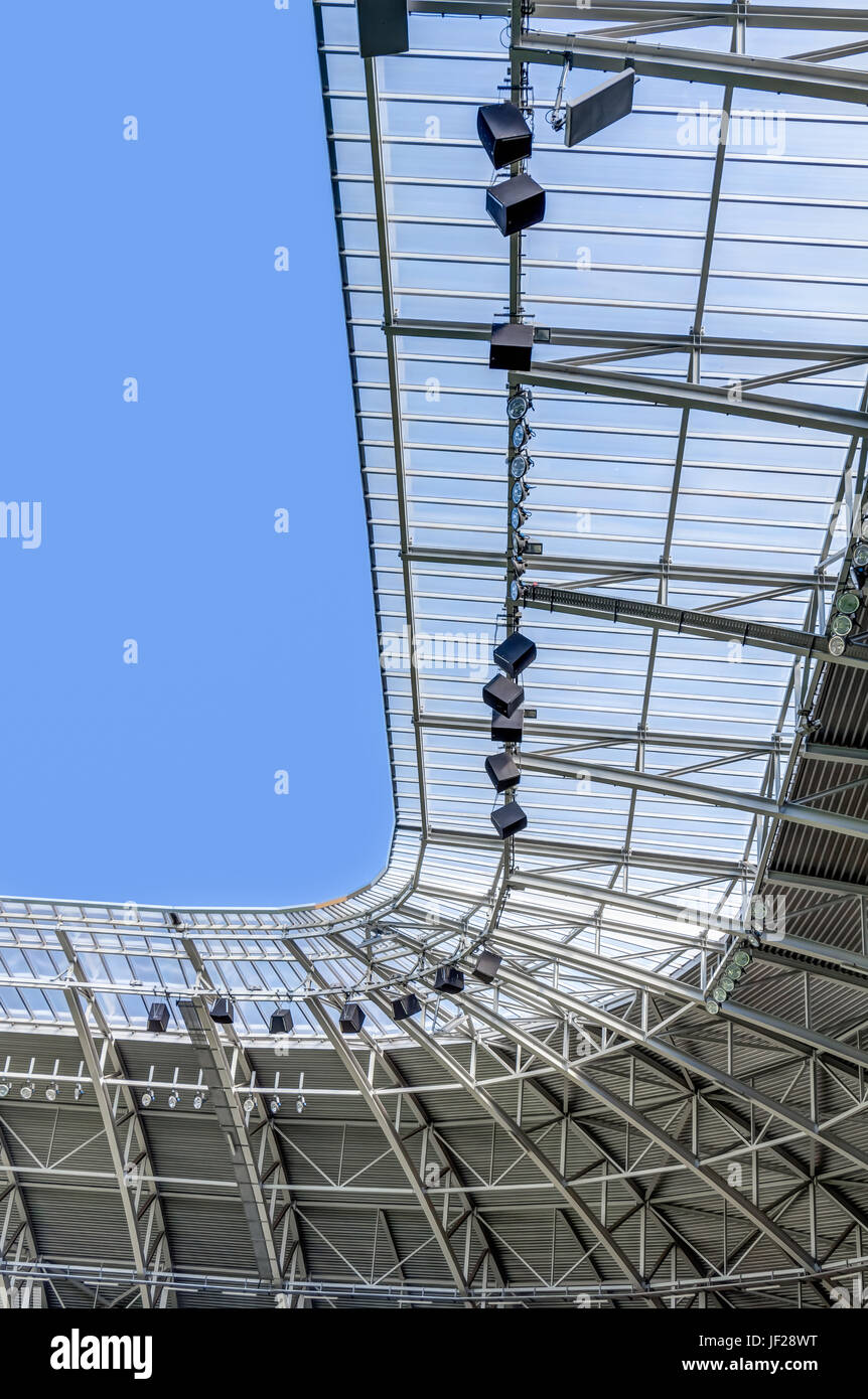 Modern stadium roof construction Stock Photo - Alamy